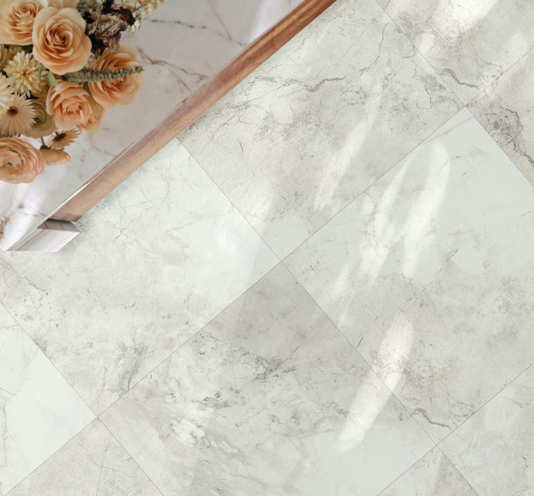 Marble Abbey white Modern Trendtime 5 Square Tile Mineral texture